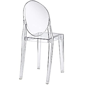 Modway Casper Modern Acrylic Stacking Four Dining Armchairs in Clear