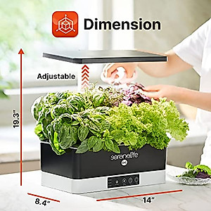 SereneLife Hydroponic Herb Garden 11 Pods, Indoor Growing System ,Smart Indoor Plant System w/Height Adjustable LED Grow Light (Black)