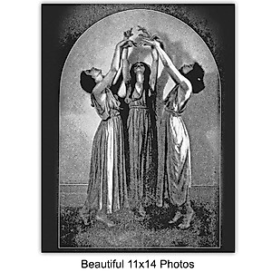 Wicca Witch Witchcraft Wall Art & Decor 11x14 - Pagan Poster Set - Gothic Home Decor - Goth Wall Art - Fairy Goddess decoration - Wiccan Supplies Accessories - Black magic Gift - Mysticism Occult