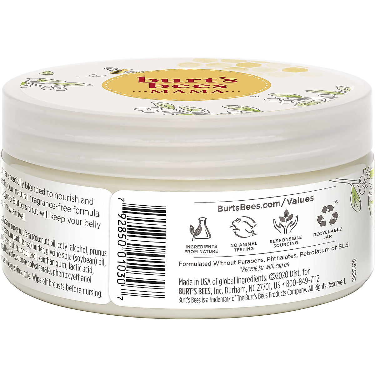 Burt's Bees Mama Belly Butter Skin Care, Pregnancy Lotion & Stretch Mark Cream, with Shea Butter and Vitamin E, 99% Natural, 6.5 Ounce