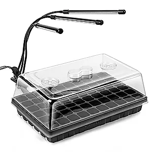 [Upgraded Light] Seed Starter Kit with Grow Light - Durable Seed Tray, 60 Cell Seed Starting Tray, Humidity Dome for Seed Growing Germinating, Seedling Starting, Cutting Clone & Plant Propagation Kit