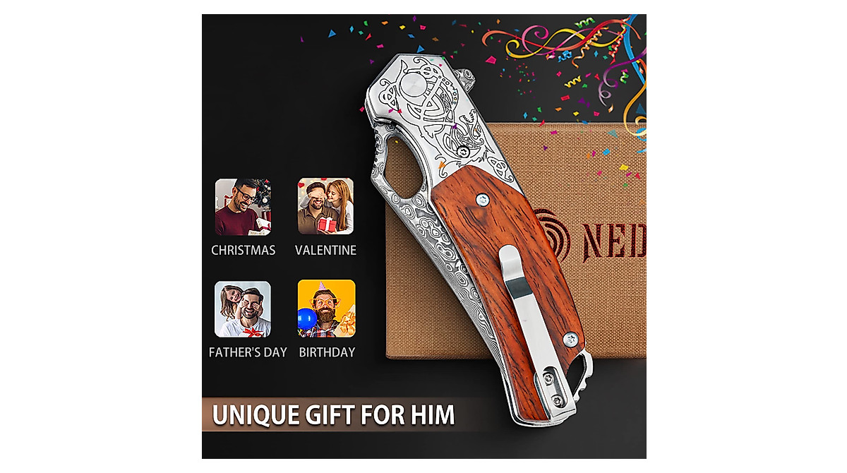 NedFoss Damascus Pocket Knife - Handmade VG10 Steel