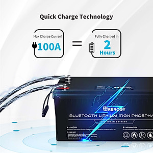 Renogy 12V 200Ah Lithium LiFePO4 Deep Cycle Battery with Bluetooth,2000+Deep Cycles,Backup Power Perfect for RV,Off-Road,Cabin,Marine,Off-Grid Home Energy Storage