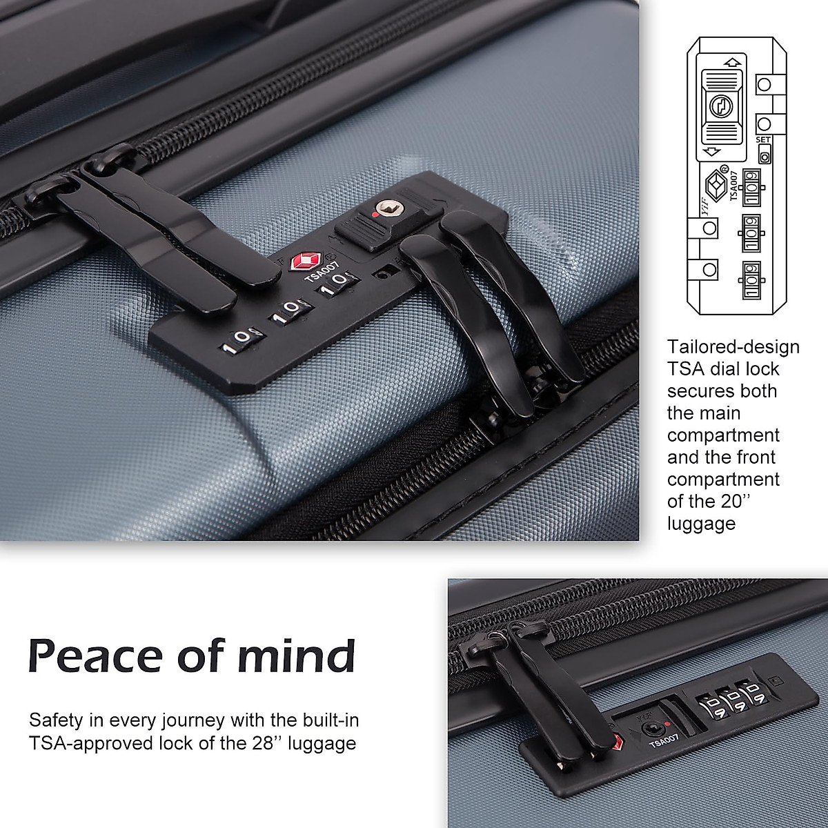 COOLIFE Luggage Suitcase Piece Set Carry On ABS+PC Spinner Trolley with pocket Compartmnet Weekend Bag (Sakura pink, 2-piece Set)