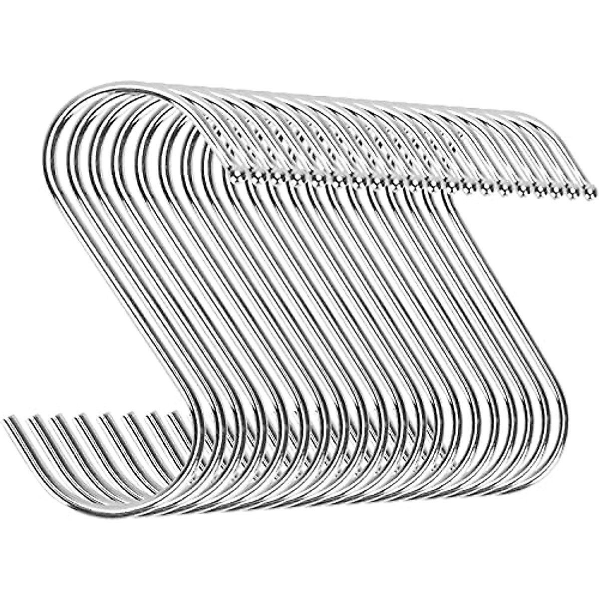 Emoly 20 Pack Heavy Duty s Hooks Stainless Steel S Shaped Hanging Hooks Hangers for Kitchen, Bathroom, Bedroom and Office, Silver