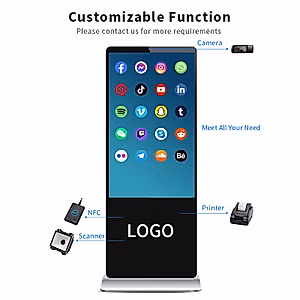 Canlarriz 43 Inch Floor Standing LCD Digital Signage, Touch Screen Advertising Interactive Display Kiosk, Android 9.0 OS, 2+16G