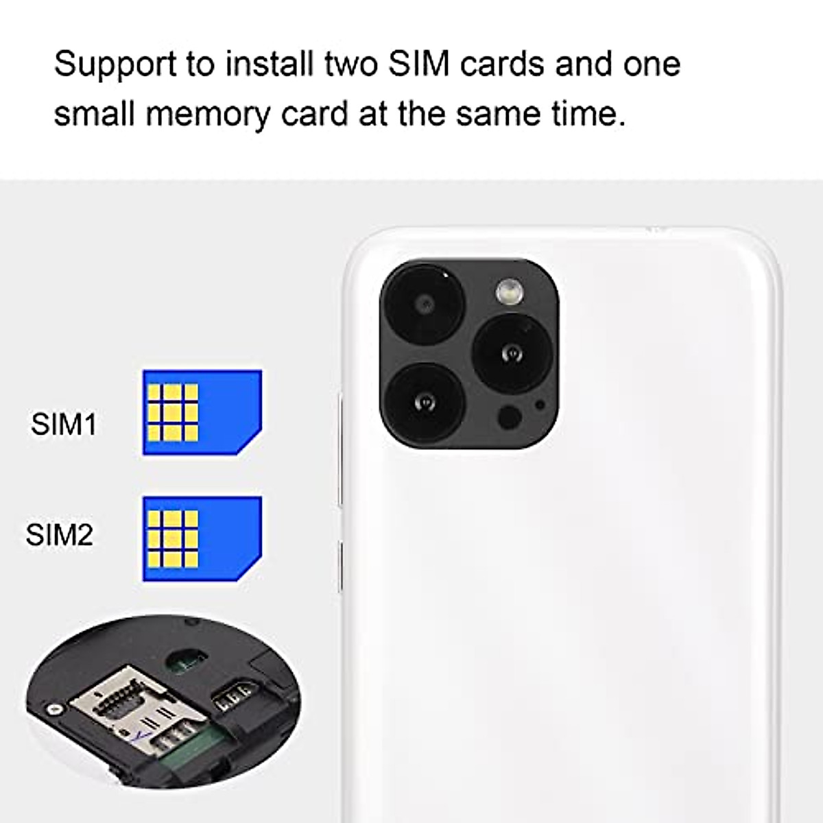 iP13 Pro MAX Unlocked Smartphone, 6.1in 3GB 32GB Face ID Cell Phone Unlocked for Android 6.0, MT6799 10 Core,Dual SIM, 5MP 8MP Dual Camera, 2800mAh Mobile Phone Support 128GB Expandable(White)