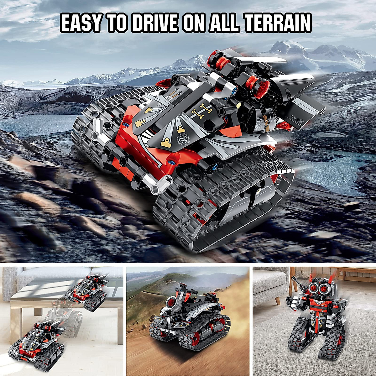 VINTOP Remote Control Robot Building Kit for Boys 6-12, 3-in-1 STEM Remote & APP Controlled Coding Gear Robot/Tank/RC Car, 419 Pcs Science Learning Educational Building Blocks Toy Set Gift for Kids