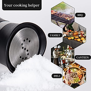 2 Pack Salt & Pepper Shakers Set, Refillable Salt Pepper with Stainless Steel Lid Container Spice Shakers Bottle for Home Kitchen, Restaurant, Picnic (Black)