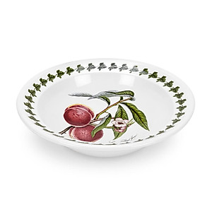 Portmeirion Pomona Collection | Set of 6 | Ceramic Dinnerware Dish Set | Microwave and Dishwasher Safe | Assorted Fruit Motifs | Made in England (Oatmeal/Soup Bowl)