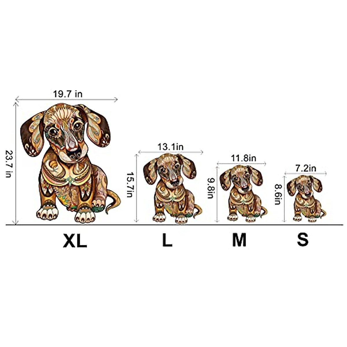Funnli Wooden Puzzles for Adults - 200 Pcs Dachshund Wooden Jigsaw Puzzle - 11.8 * 9.8in Wooden Cut Puzzle with Box- Family Game Play Collection- Challenging Unique Shape Jigsaw Puzzles Gifts