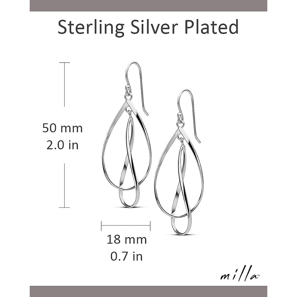 MILLA Teardrop Earrings - Designer Silver Statement Earrings or Gold Dangle Earrings for Women Trendy Upscale Dangly Earrings (Double Teardrop/Sterling Silver Plated)