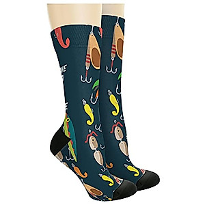 Funny Fishing Pole Humor Everyone Loves A Good Pole Dance Fishing Pun 1-Pair Novelty Crew Socks