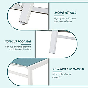 Iwicker Patio 2-Pieces Aluminum Chaise Lounge Chairs Adjustable Outdoor Mesh Fabric Reclining Lounge Chairs with 5-Position Backrest, Turquoise