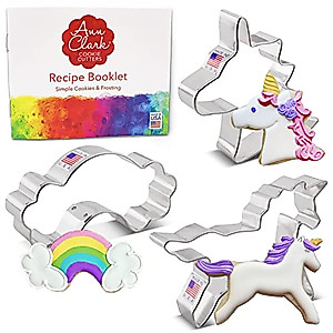 Unicorn Cookie Cutters 3-Pc. Set Made in USA by Ann Clark, Unicorn Head, Unicorn, Rainbow