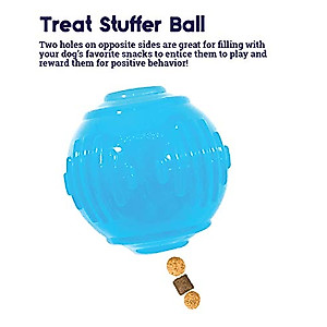 Petstages Orka Tennis Ball Treat-Dispensing Dog Chew Toy, Blue