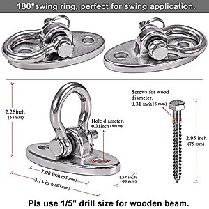 BeneLabel Heavy Duty Swing Hangers - Set of 2 Stainless Steel Hooks for Hammock, Yoga, Sandbag - 900kg Capacity - Indoor & Outdoor Use