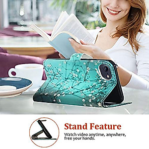 JanCalm for iPhone SE 2022 Case,iPhone 8 Wallet Case,iPhone 7 Case,iPhone SE 2020 Case,iPhone 6/6S Case (Not Plus),PU Leather [Wrist Strap] [Card Holder/Cash Slots] Stand Flip Cover (Plum Blossom)