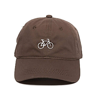 Bicycle Bike Baseball Cap Embroidered Cotton Adjustable Dad Hat Brown