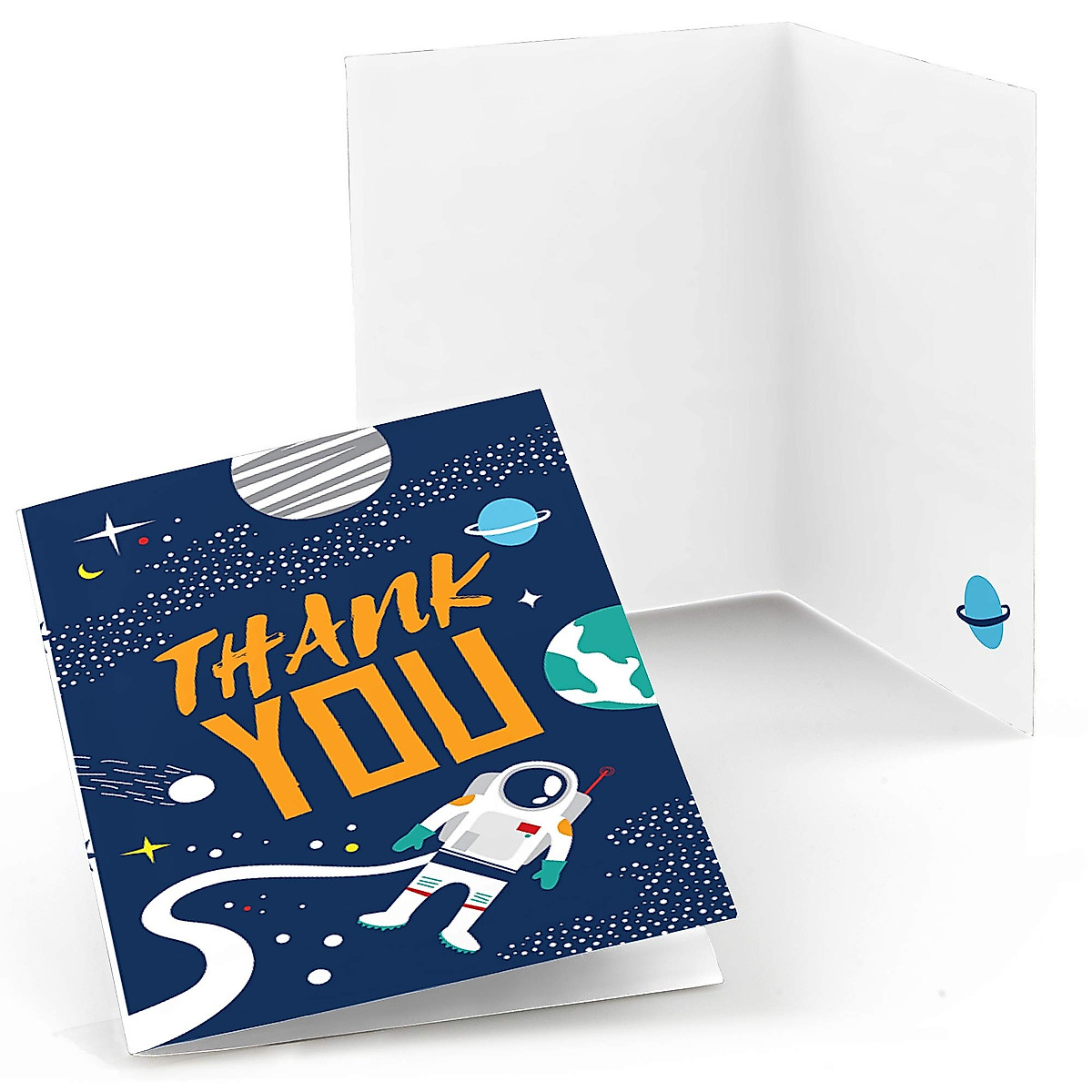 Big Dot of Happiness Blast Off to Outer Space - Rocket Ship Baby Shower or Birthday Party Thank You Cards (8 count)