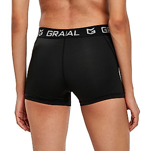 Women's Spandex Compression Volleyball Shorts 3" /7" Workout Pro Shorts for Women (3 Pack:Black/Black/Black, L)