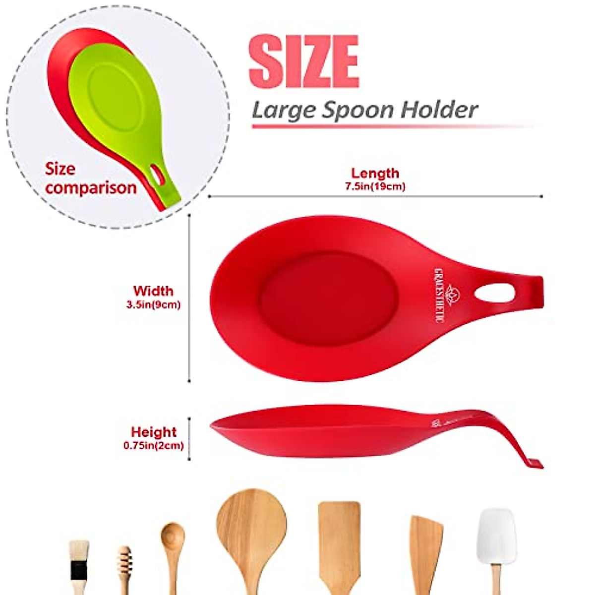 [GRACESTHETIC] Silicone Spoon Rest, 4pcs Spoon holder, Flexible Almond -Shaped, utensil holder, Cooking Utensil Rest – Ladle Spatula Spoon Holder