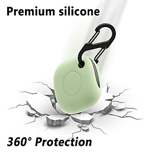 Geiomoo Silicone Case Compatible with Galaxy SmartTag, Protective Cover with Carabiner (Luminous Green)