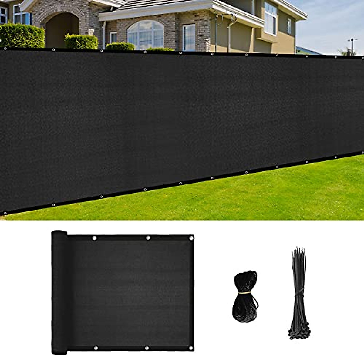 longdafei 6ft x 50ft Heavy Duty Privacy Screen Fence, Fencing Mesh Cover for Patio Pool Garden Backyard Mesh Screen, Black