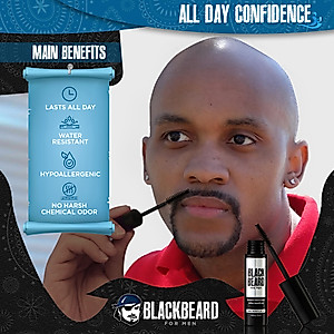 Blackbeard Formula X - Instant, Hypoallergenic, Temporary Tint for 1-Day Beard, Mustache, Eyebrow and Sideburn Color - Brown/Black, 1 Pack