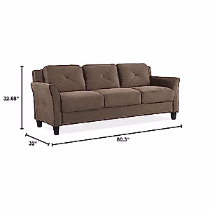 LIFESTYLE SOLUTIONS Collection Grayson Micro-Fabric Sofas, 80.3" x 32" x 32.68", Brown