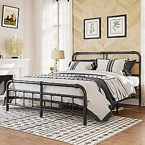 Artimorany King Size Bed Frame with Headboard and Footboard,14 Inch High, Heavy Duty 3500 Pounds Platform for Mattress, No Box Spring Needed, Easy Assembly, Noise FreeBlack