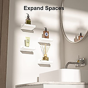 SRIWATANA U-Shape Shelves Wall Mounted Set of 3 and Small Floating Shelves Set of 4