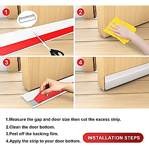 Suptikes Door Draft Stopper Under Door Seal for Exterior/Interior Doors, Strong Adhesive Door Sweep Soundproof Weather Stripping, 2" W x 39" L, White