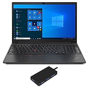 Lenovo ThinkPad E15 Home and Business Laptop (Intel i5-10210U 4-Core, 16GB RAM, 512GB PCIe SSD, Intel UHD Graphics, 15.6" Full HD (1920x1080), Wifi, Bluetooth, Webcam, 1xHDMI, Win 10 Pro) with USB Hub