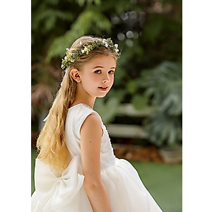 DreamLily White Baby‘s Breath Flower Crown Eucalyptus Crown Bride Bridesmaid Headpiece Boho Hair Wreath DFS18 (eucalyptus white)