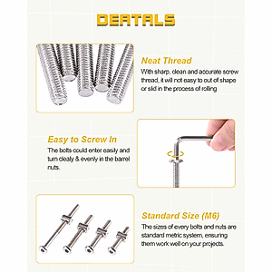 Crib Screws Hardware Replacement Kit - 28 Set Baby Bed Frame Bolts &Barrel Nuts Set for Delta/Graco/Dream On Me,M6x20/40/60/80 mm Hex Drive Socket Cap Screws Barrel Nuts