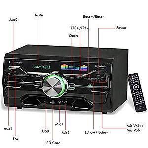 Technical Pro 4000 Watts Professional Bluetooth Home Audio Receiver w/Built-in DVD Player, Dual 1/4'' Mic and USB SD Inputs, Volume and Echo Controls, Remote Included, for Karaoke, Parties and More