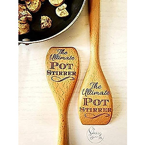 Ultimate Pot Stirrer Wooden Spoon, Sturdy Wooden Cooking Utensil, Funny Stirring The Pot Gag Gift For Mom, Dad, Grandma, Grandpa, Personalized Engraved Gift, Stir the Pot, Wooden Cooking Spoon
