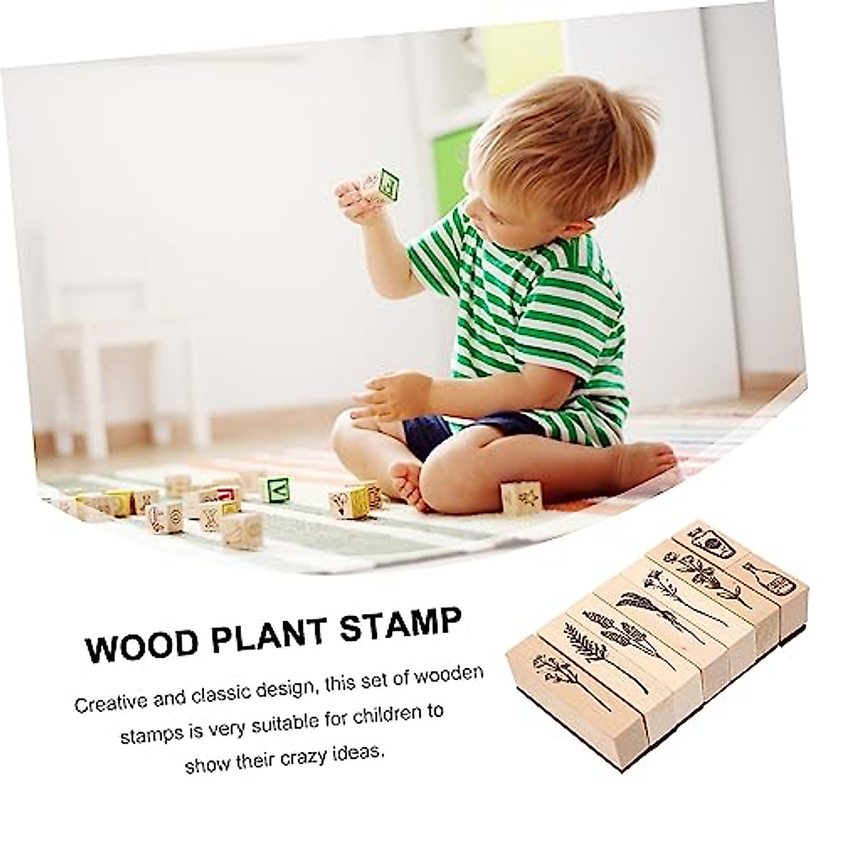 COHEALI 1 Set Seal Letter Decor Stampers for Antique Decor Flower Plant Stamp Stamper Plant Vase Wooden Seal DIY Seal Diary Stamp Retro Vase Stamp Mini Botanical Pattern