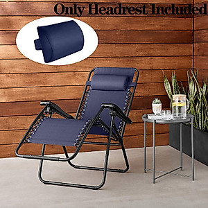 Ostlttyn Zero Gravity Chair Replacement Pillow Headrest with Elastic Band, Universal Soft Removable Padded Cushion Head Pillow for Zero Gravity Lounge Chair, Folding Patio Lawn Recliner Chair, Blue