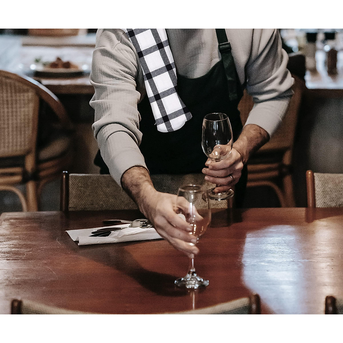 Black Kitchen Towels - Linen Dish Towels - Black and White Striped Kitchen Towels - Farmhouse Dish Towels - Black Cotton Dish Towels Machine Washable, Linen Collection Bar Dish Towels 6 Pack, 16X27