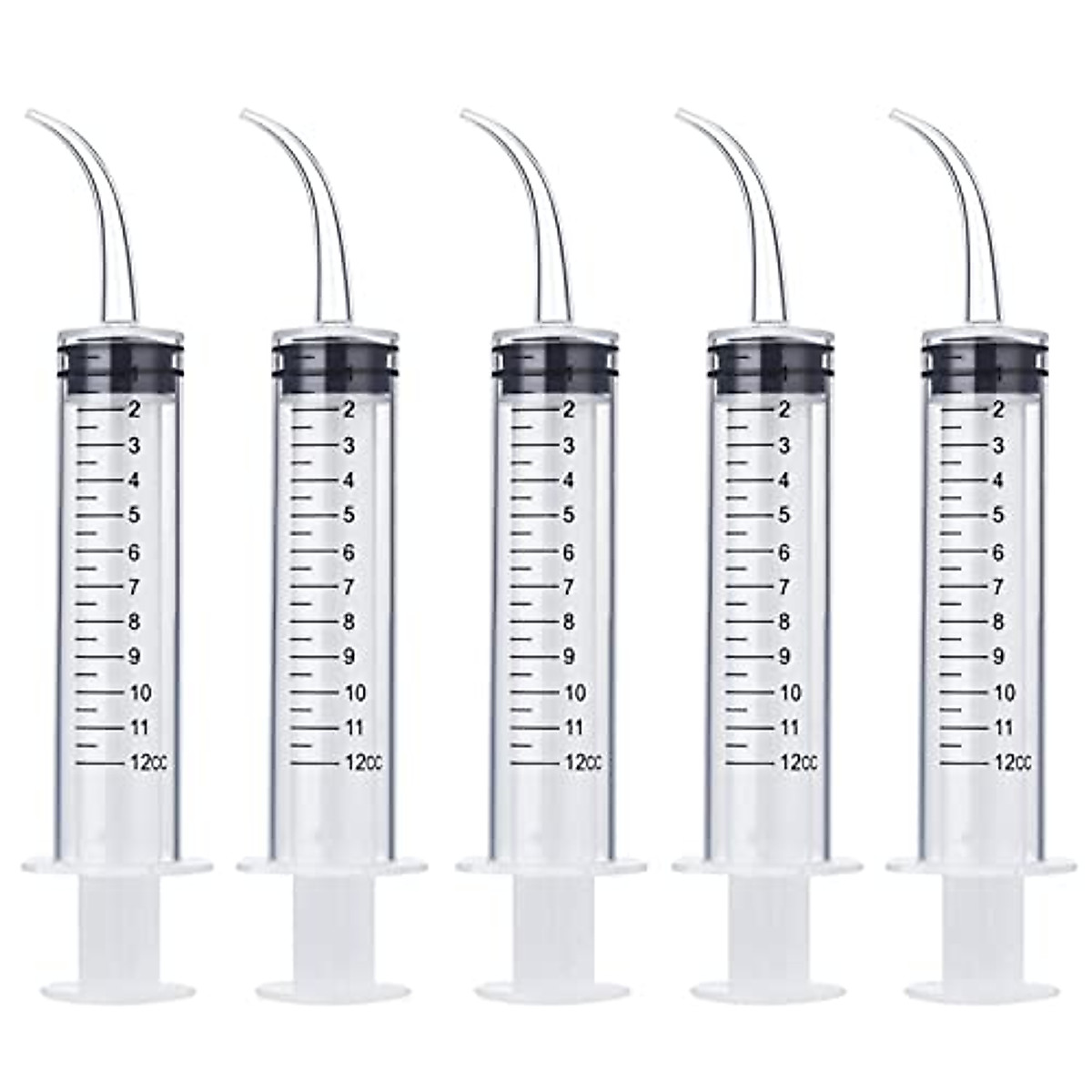 Wisdom Teeth Syringe, 5 Pack Irrigation Dental Syringes with Measure Scale & Curved Tip for Dental Care Liquid Oral Tonsil Stone