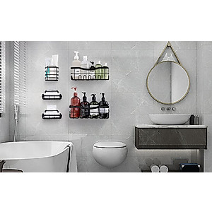 TBESTOACC Shower Caddy 5 Pack, Adhesive Bathroom Organizer, Rustproof Stainless Steel Shower Organizer, No Drilling Bathroom Shelves, Perfect for Bathroom, Kitchen, Dorm