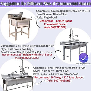 GOLREAN Commercial Sink Faucet with Pre-Rinse Sprayer, Wall Mount 8 Inch Center 26” Height with 8'' add- on Swivel Spout for 2-3 Compartment Utility Sink with Installation kit