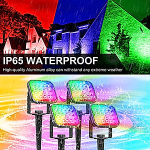 T-SUN RGB Solar Spotlight Outdoor, Color Changing Spot Lights IP65 Waterproof Garden Lights Lawn Light Outdoor Spotlight Auto On/Off for Garden Yard Lawn Path 2 in 1