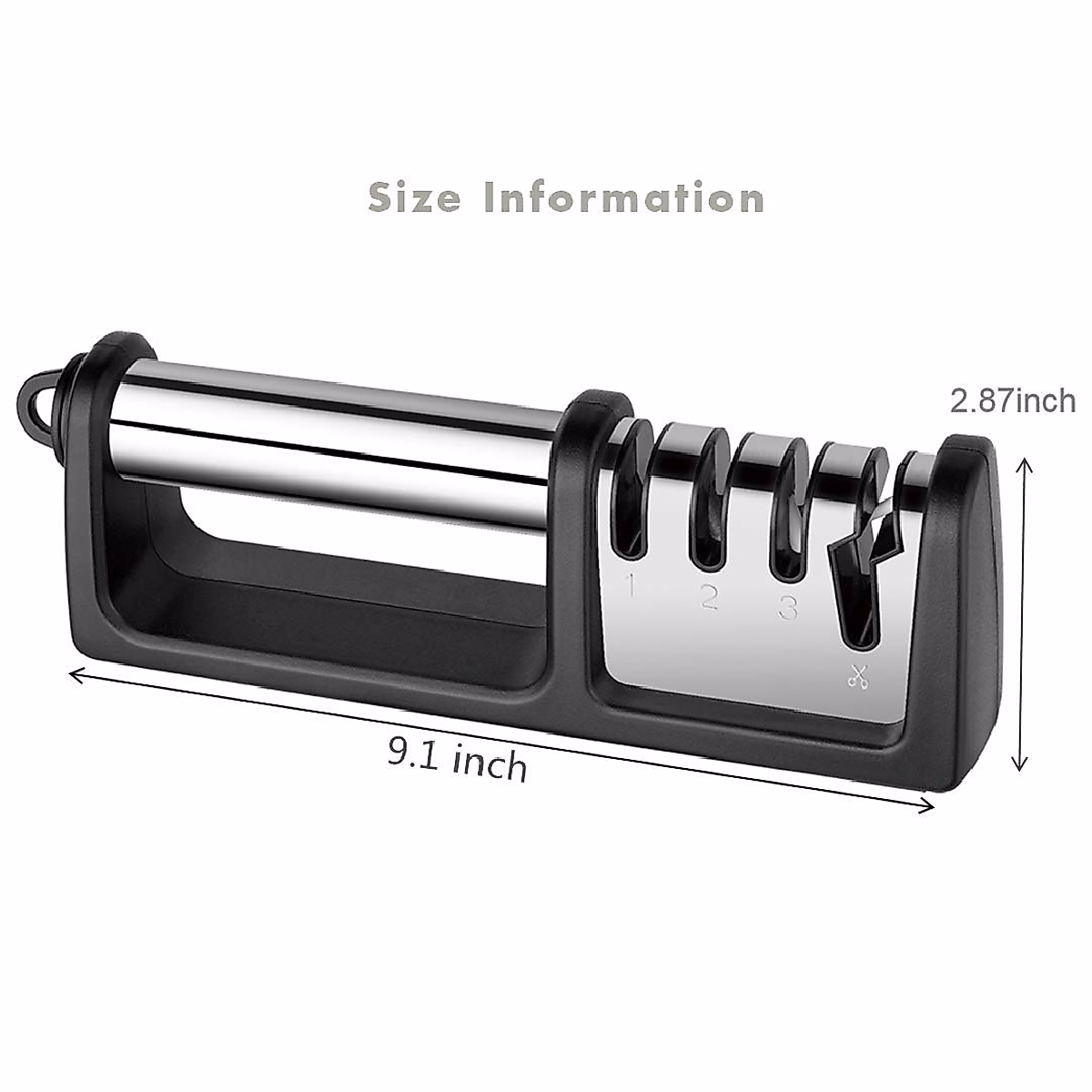 Knife Sharpener 4-Stage Kitchen Knife and Scissor Sharpeners With 304 Finger Guarder and Cleaning Brush