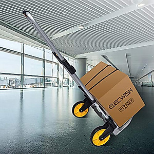 FULLWATT 264 Lb Capacity Folding Hand Truck and Dolly Cart Aluminum Portable Folding Hand Cart with Telescoping Handle and Rubber Wheels