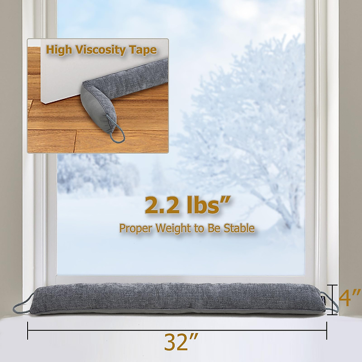 Kingbaas Heavy Door Draft Stopper Under Door Noise Blocker Front Door Insulation Door Draft Guard Weatherproof Strip Energy Efficient Door Accessory