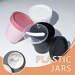 LONGWAY 7 oz/200ml Empty Slime Containers Plastic Jars with Lids for Beauty Products, DIY Slime Making or Travel Storage MakeUp (12 Pack, Black)