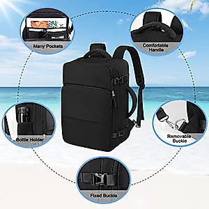 Hanples Large Travel Laptop Backpack for Men Women, Carry On Backpack, Hiking Backpack, Waterproof Durable Business Backpack with USB Charging Port, College Computer Bag, Fits 16 Inch Laptop